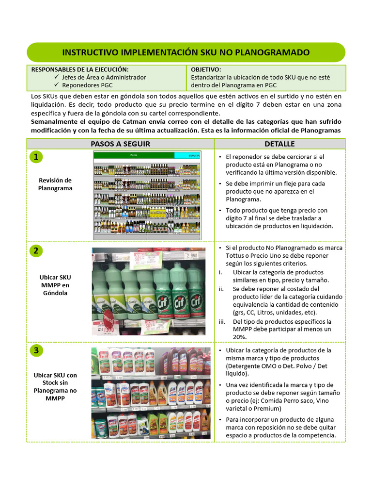 REP-IN-029 Instructivo Implementación Sku No Planogramado | PDF