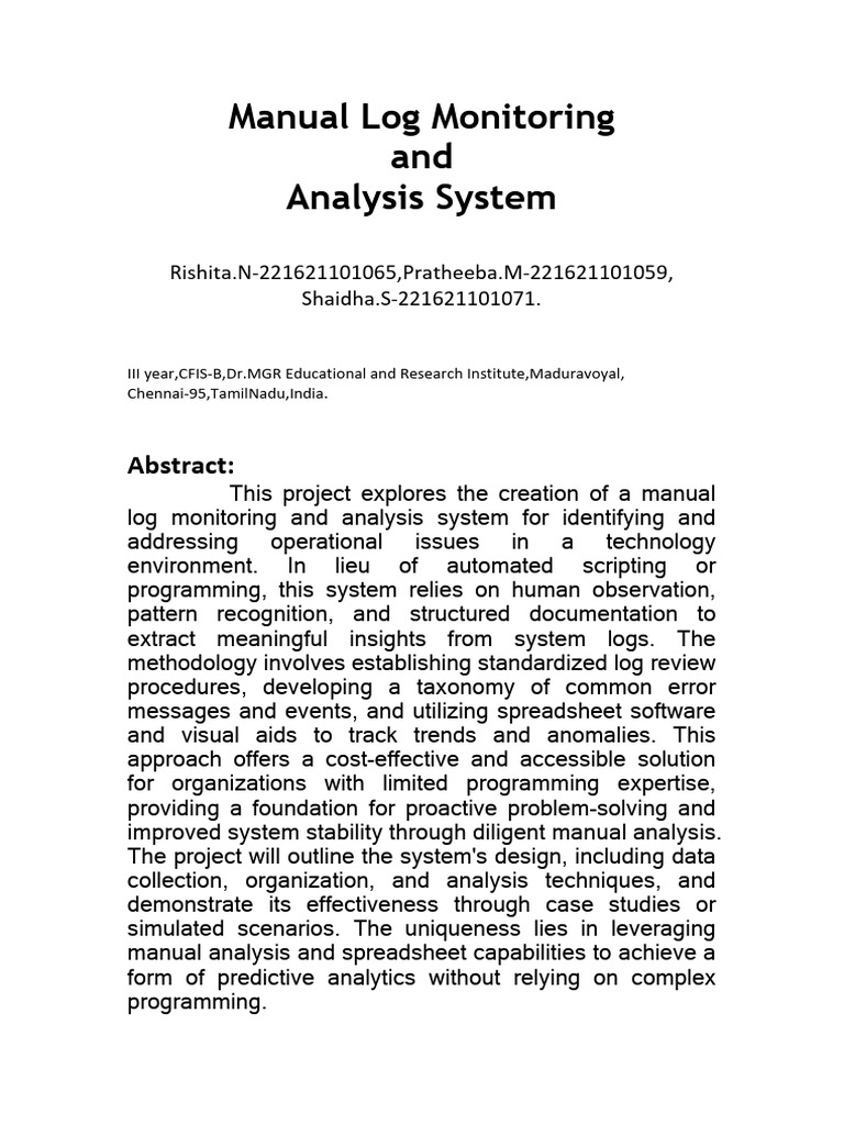 Manual Log Monitoring | PDF
