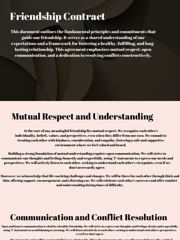 Friendship Contract | PDF | Friendship | Conflict Resolution