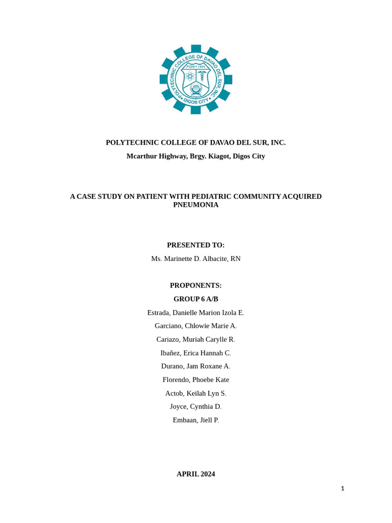 Pediatric Community-Acquired Pneumonia Case Study | PDF | Respiratory ...