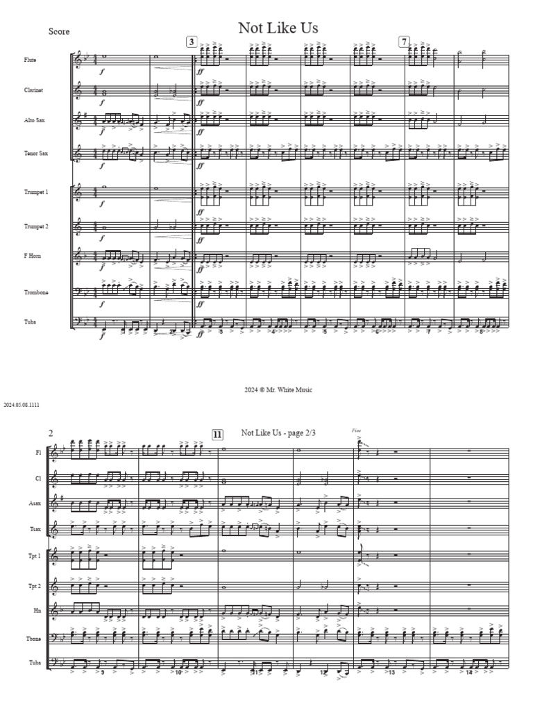 Not Like Us Score and Parts | PDF