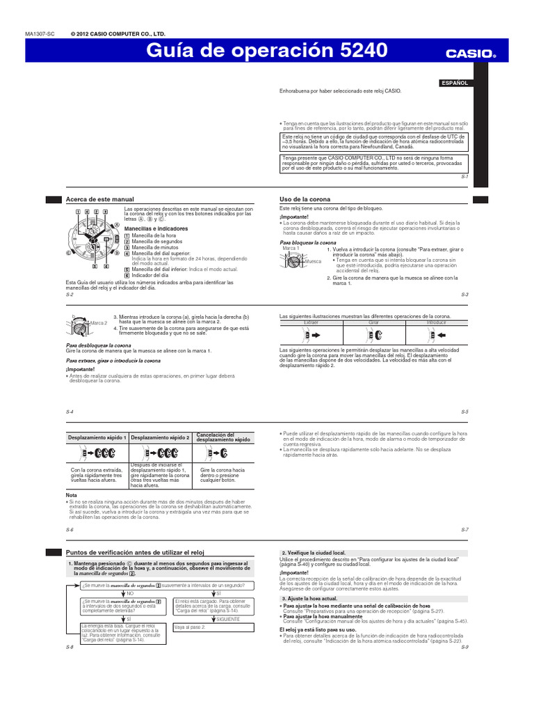 Casio GW-A1000 5240-ES | PDF | Reloj | Horario de verano