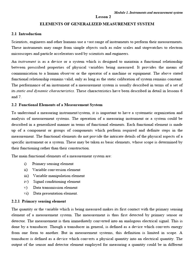 L2 Measurements and Measurement Systems | PDF | Sensor | Pressure ...