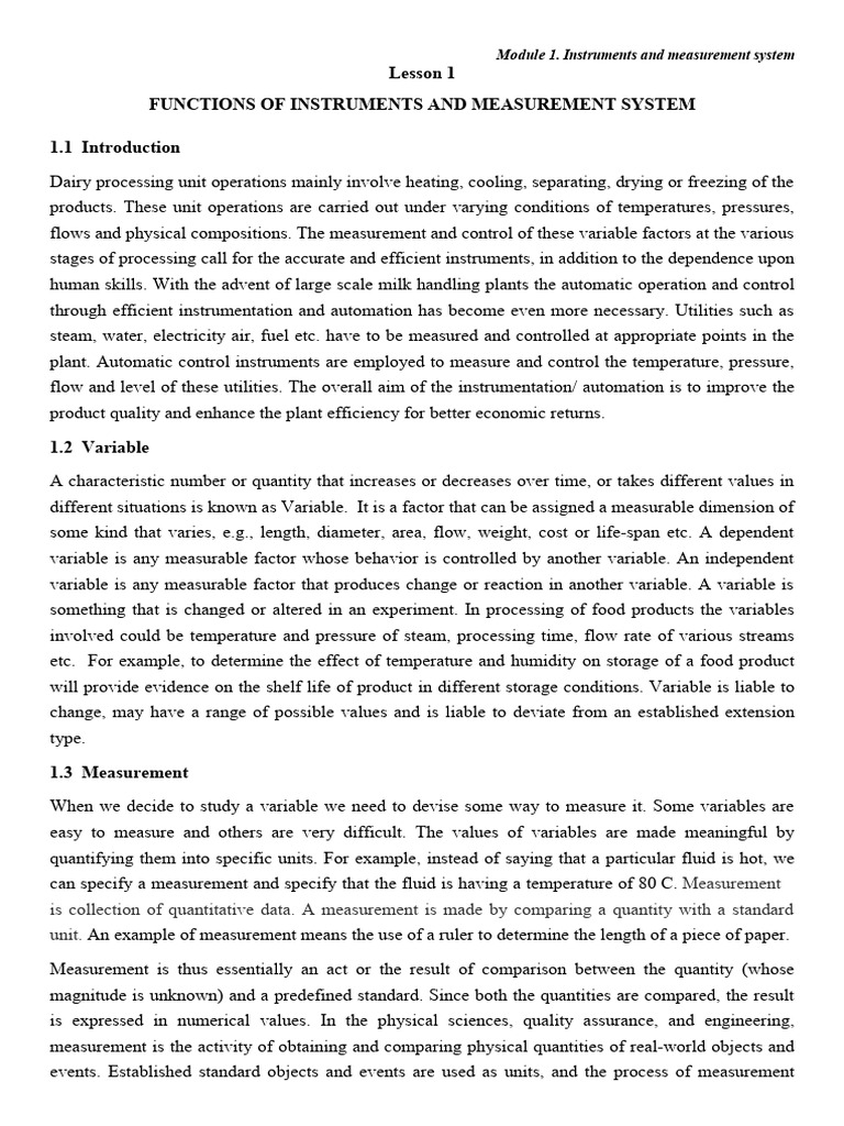 L1 Functions of Instruments and Measurement System | PDF ...