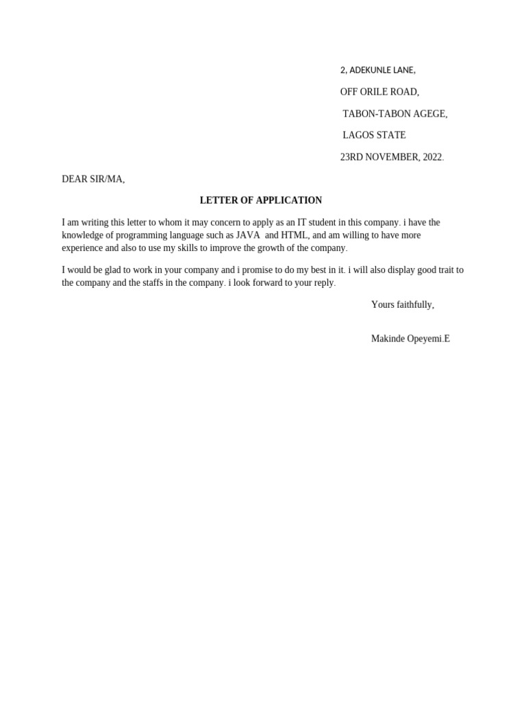 Application letter | PDF
