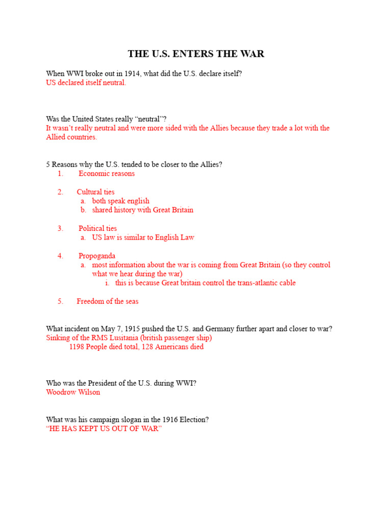 US Enters WW1 | PDF