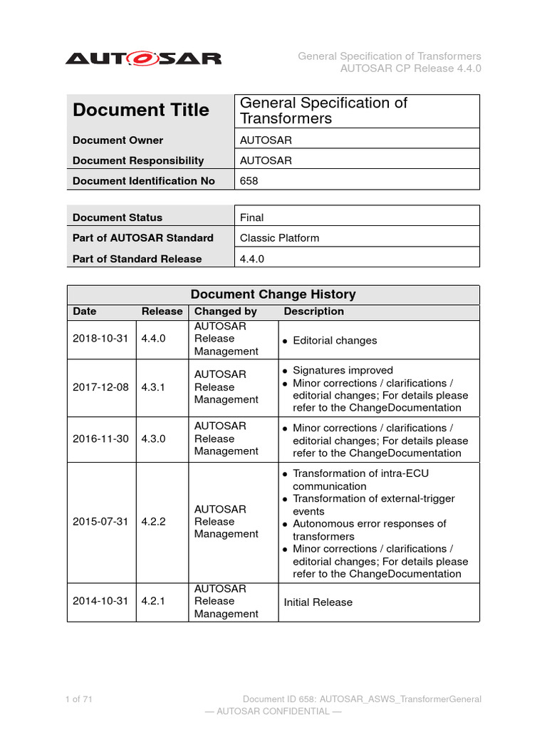 Autosar Asws Transformergeneral Pdf Specification Technical Standard Data Type