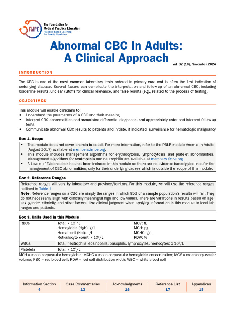 Abnormal CBC in Adults - November 2024 Corrected | PDF | White Blood ...