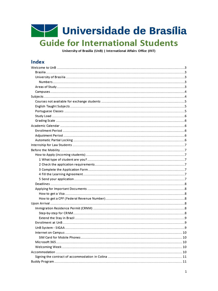 International Student Guide to UnB | PDF | Travel Visa