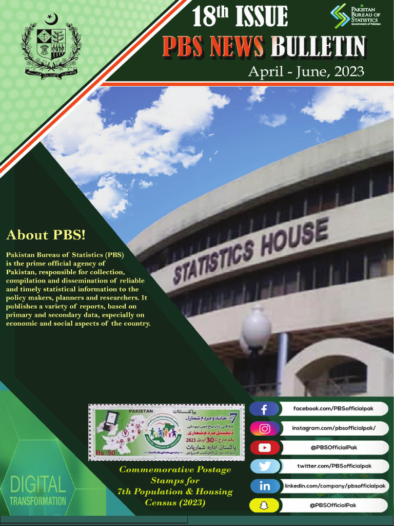 PBS News Bullitin April June 2023 | PDF | Census | Pakistan