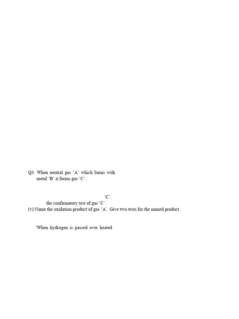 Hydrogen Question | PDF | Hydrogen | Chemical Reactions