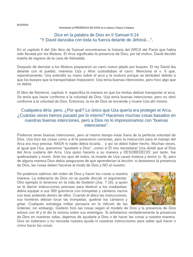 Anhelando La PRESENCIA DE DIOS en Tu Danza - Danza Cristiana | PDF | Arca de la Alianza | David