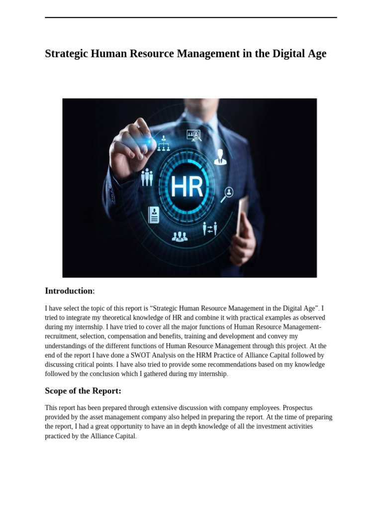 Strategic Human Resource Management in The Digital Age | PDF | Analytics | Human Resource Management