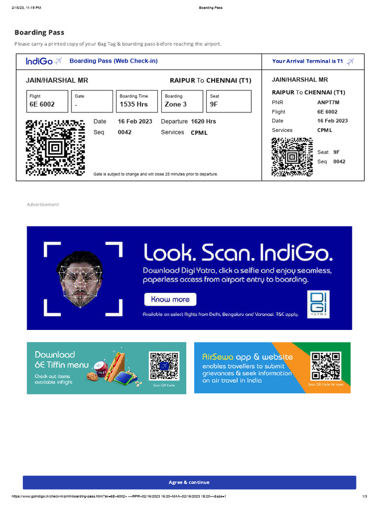 HARSHAL JAIN - Boarding Pass | PDF
