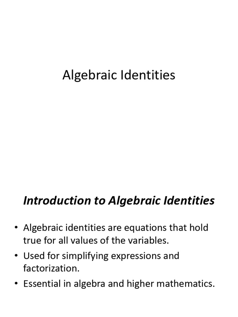 Algebraic Identities | PDF