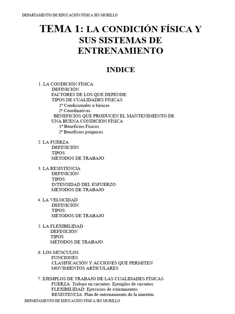 La Condición Física | PDF | Flexibilidad (anatomía) | Resistencia