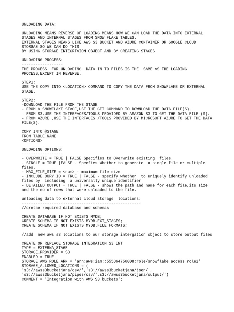 Data Unloading for Cloud Storage | PDF | Computer File | File Format