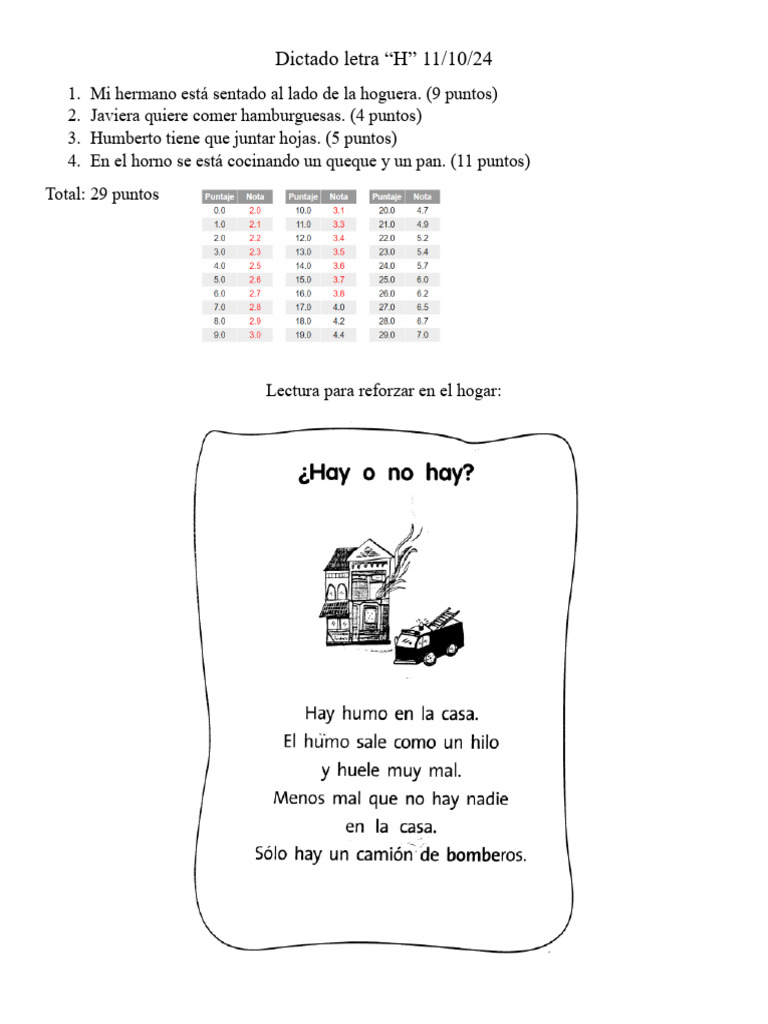 Dictado Letra H | PDF