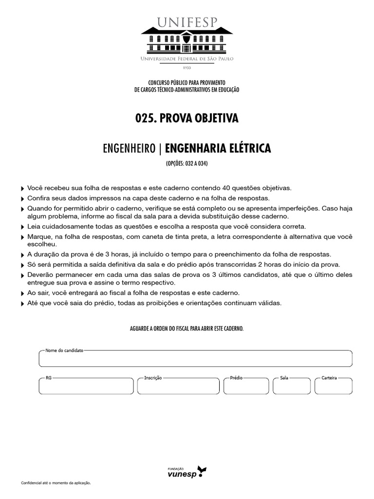 prova ENGENHARIA ELÉTRICA | PDF