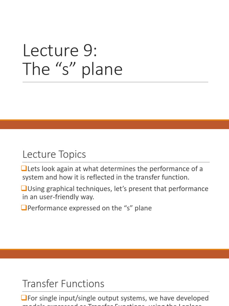Lecture09 - The s-plane | PDF | Computer Engineering | Telecommunications Engineering