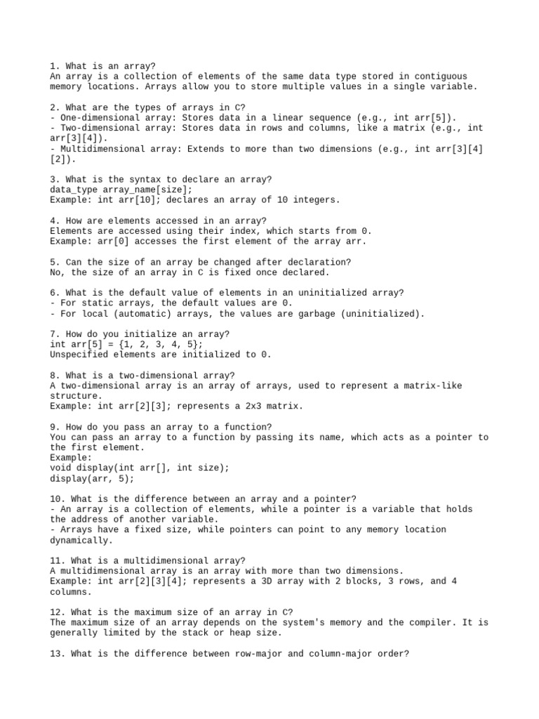 Array Questions And Answers Pdf Pointer Computer Programming Computer Science