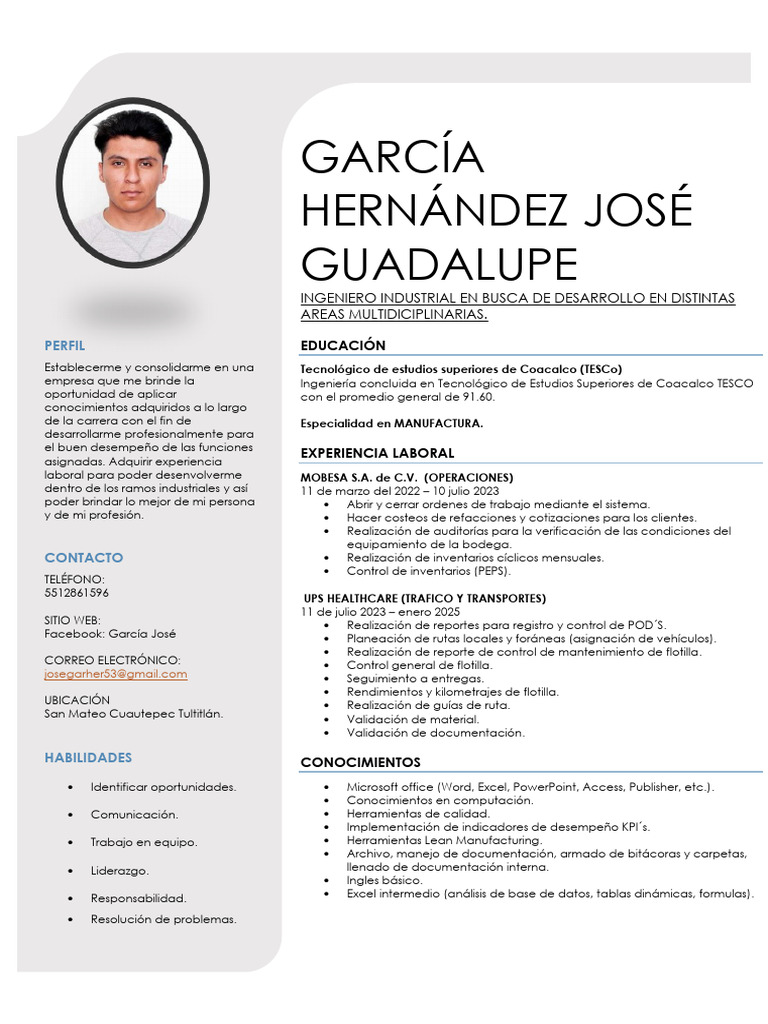 CV José García | PDF | Microsoft Office | Informática