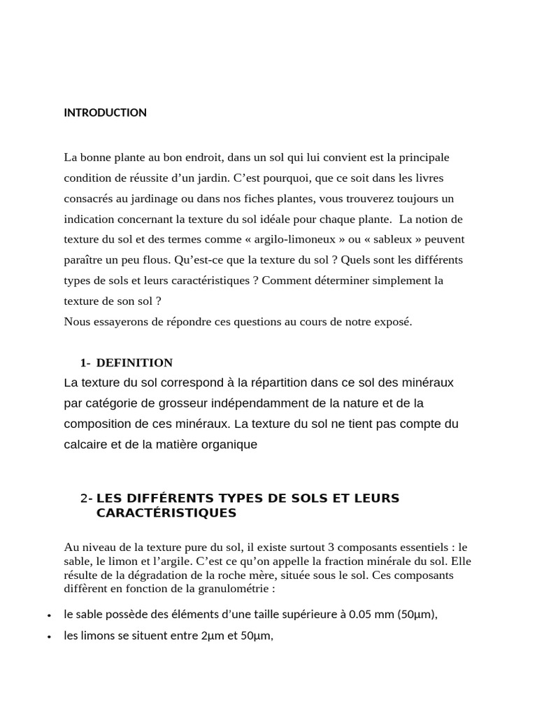 Texture Du Sol | PDF | Sol (pédologie) | Limon