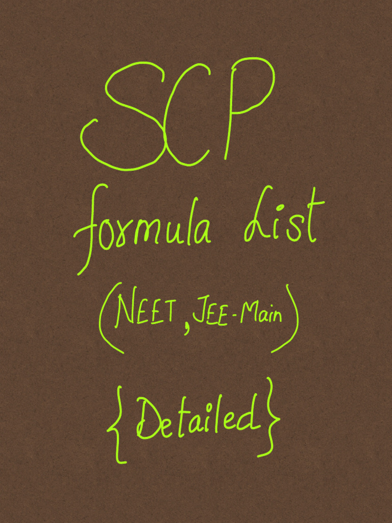 12 2 1 SCP Formulae List Entire ChapterJEE MAIN, NEET Detailed | PDF ...