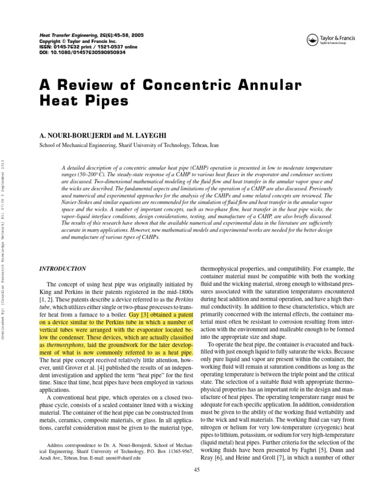 NOURI A. A - Review - of - Concentric - Annular - Heat - Pipe | PDF ...