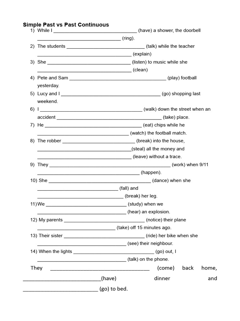 Past Simple and Continuous Exercises | PDF