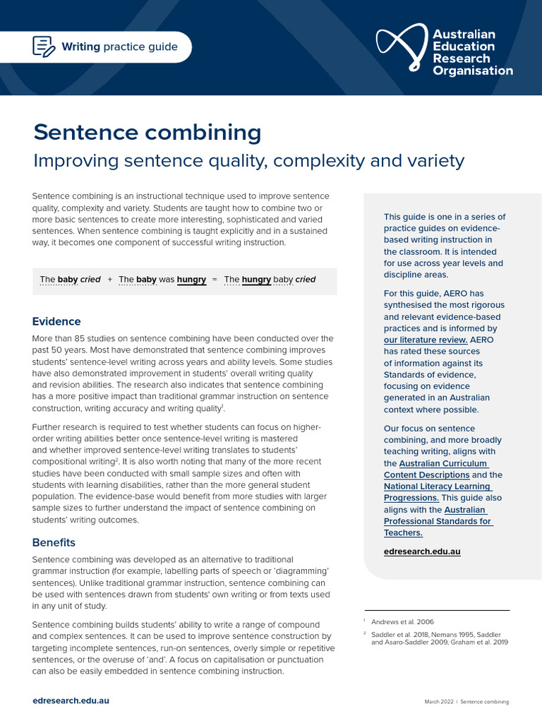Enhancing Writing Through Sentence Combining | PDF | Sentence ...