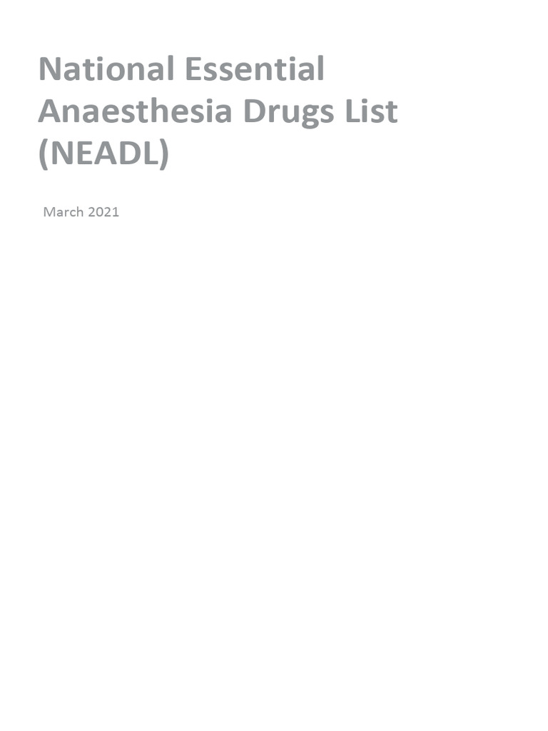 National Essential Anaesthesia Drugs 2021 | PDF | Anesthesia | Analgesic