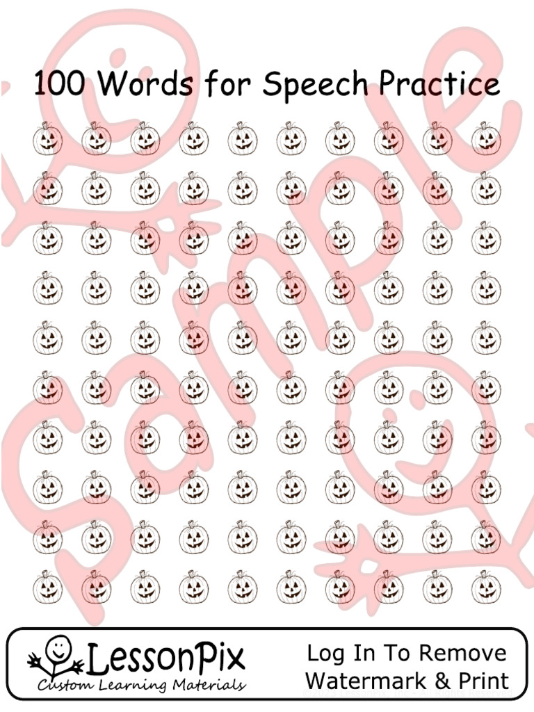 100+Words+for+Speech+Practice Material 25671185 | PDF