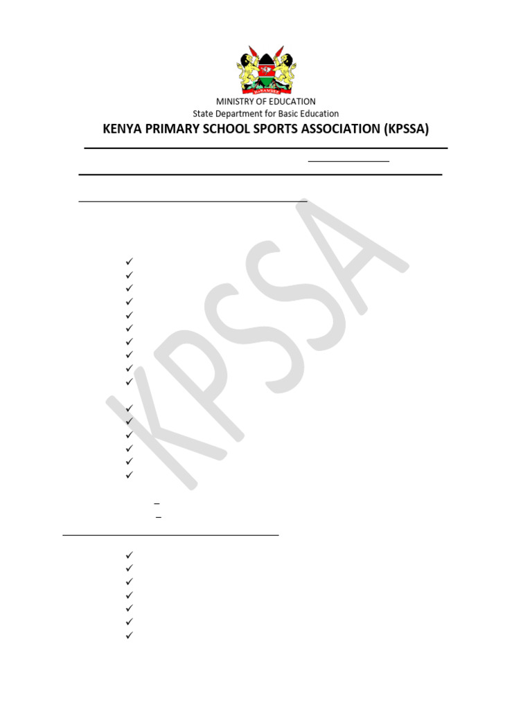 KPSSA Term One Sports Activities 2025 | PDF