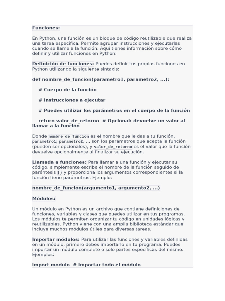 1-5 Funciones y Módulos | PDF | Python (lenguaje de programación) | Función (Matemáticas)