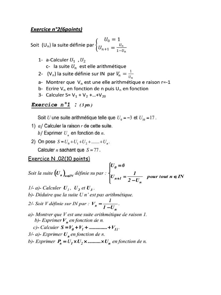 Suite Arithmetique 2eme Sc | PDF