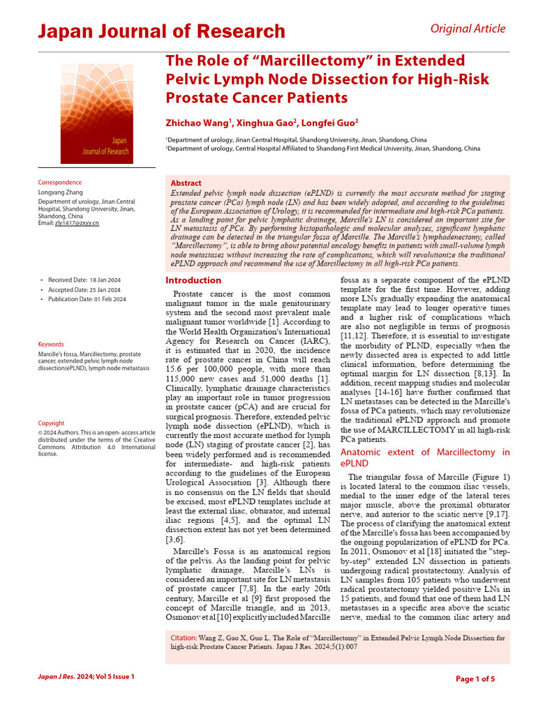 The Role of Marcillectomy in Extended Pelvic Lymph | PDF | Metastasis ...