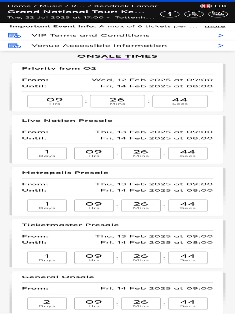 Tickets Grand National Tour Kendrick Lamar and SZA, London Tue, 22 Jul ...