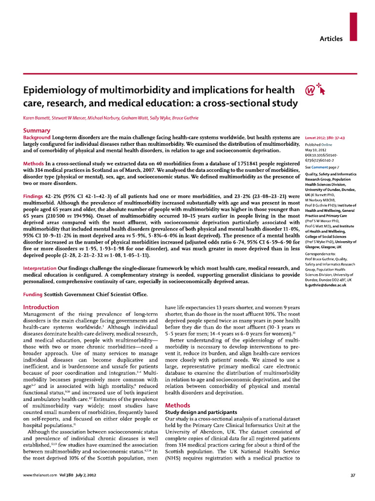 Epidemiology of multimorbidity and implications for health | PDF