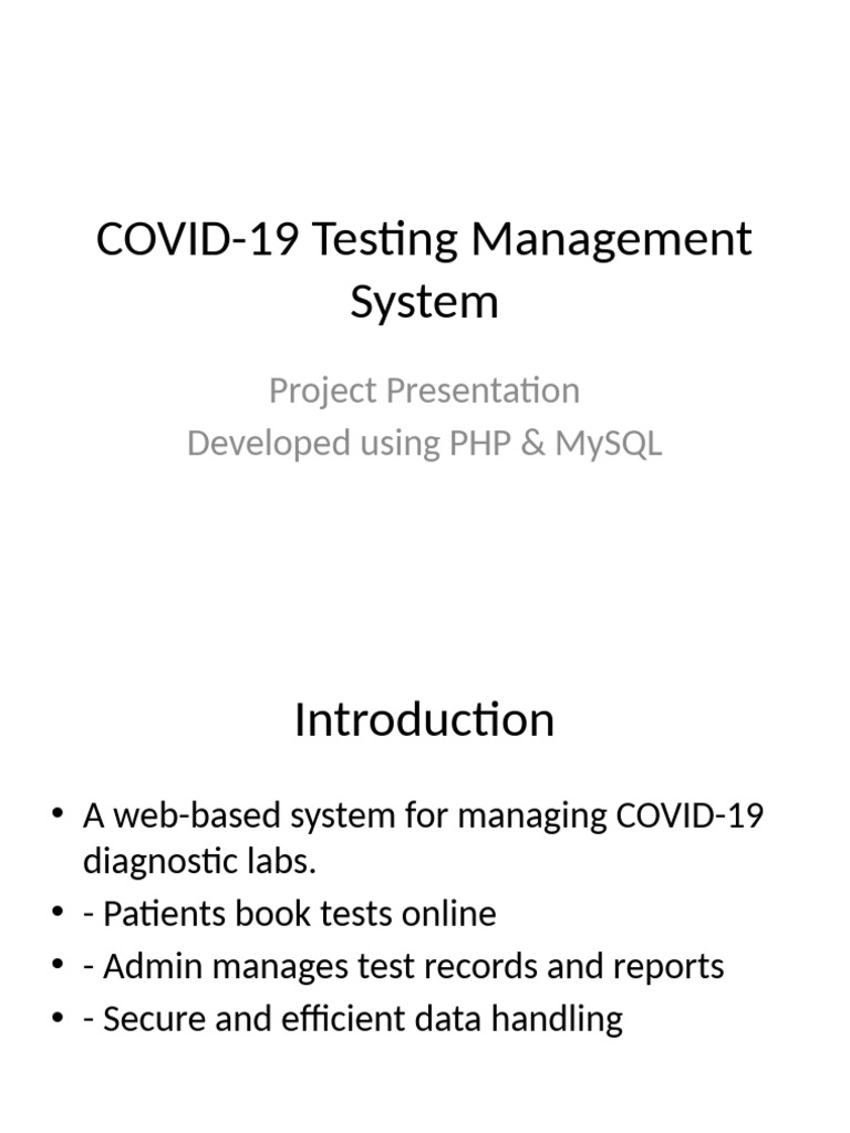 COVID19 Testing Management System | PDF
