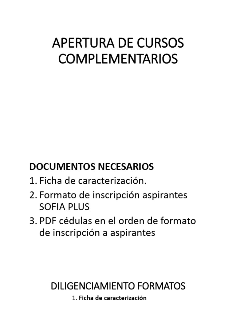 Requisitos y Formatos para Cursos Complementarios | PDF