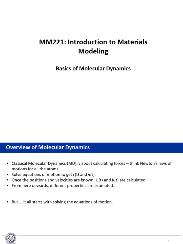 Molecular Dynamics Basics Explained | PDF