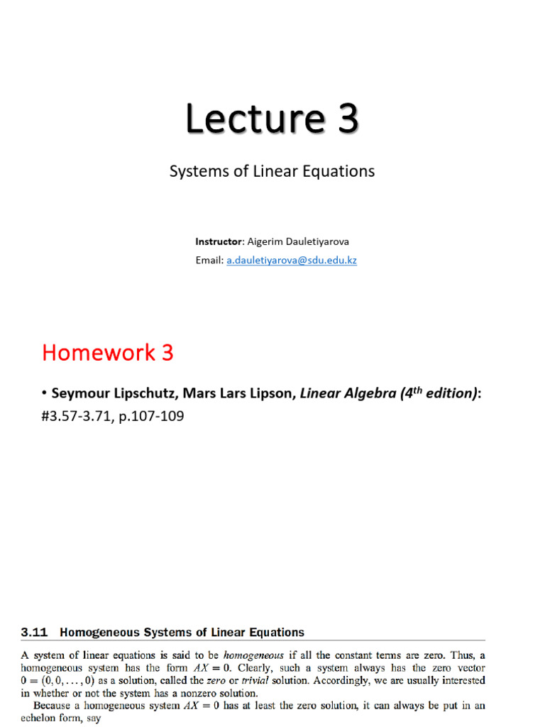 Lecture 3 - Linear Algebra | PDF