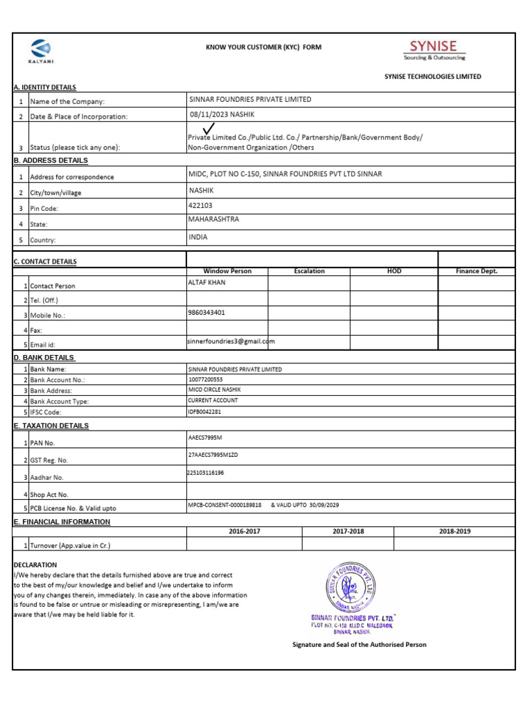 Synise KYC | PDF | Access Control | Authentication