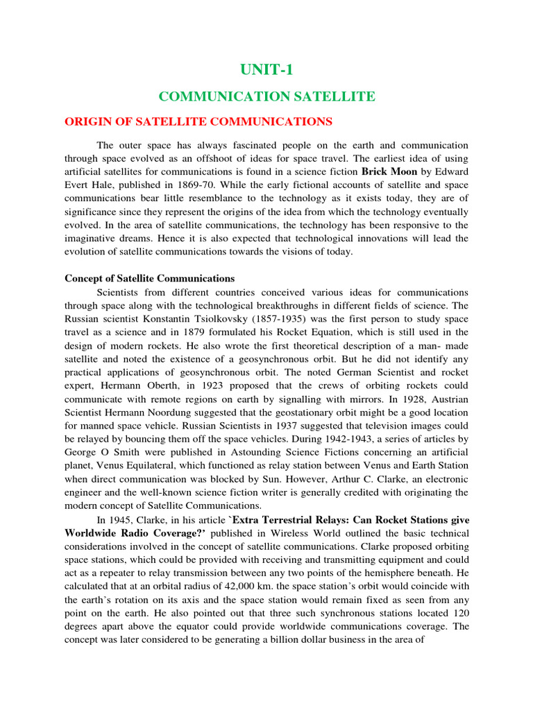 Sat Unit 1 | PDF | Orbit | Communications Satellite