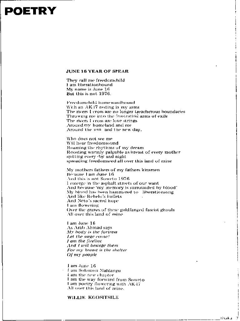 June 16: A Poem of Liberation | PDF