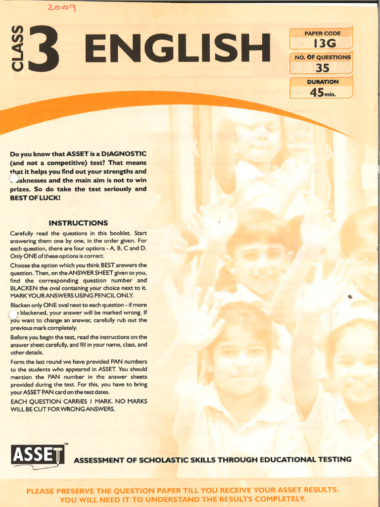 Asset Sample II Grade3 Eng 2009 | PDF