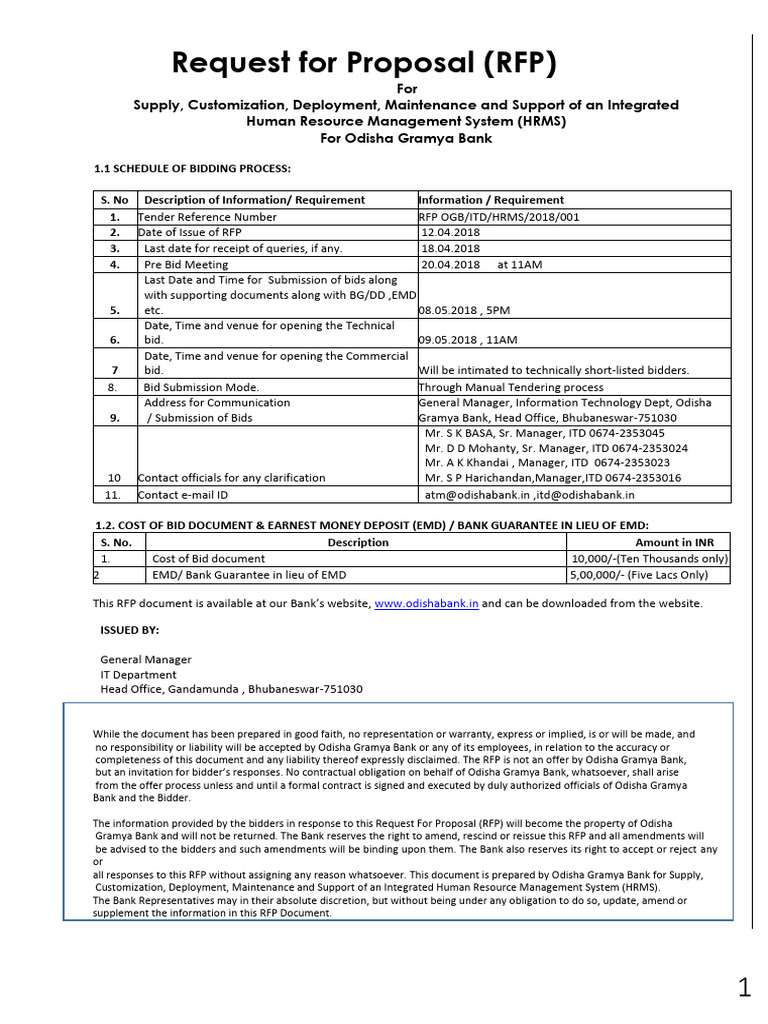 HRMS Ogb RFP 2018 19 001 | PDF | Payroll | Paycheck