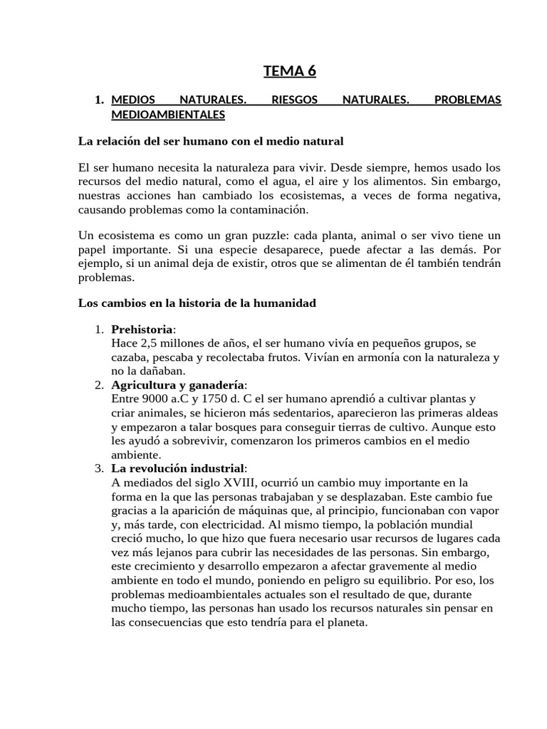 TEMA 6 GEH 1º Eso ADAPTADO | PDF | Contaminación | Residuos