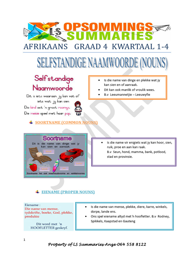Graad 4 Opsomming Voorbeeld | PDF